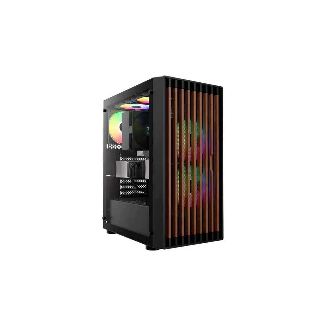 Gamdias AURA GC4 ARGB Real Walnut Wood Mesh ATX MID Tower Gaming PC Case